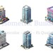 Watercolor Isometric Building Clipart. Colorful Buildings PNG No ...