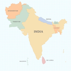Digital South Asia Map Full Color Printable Poster Large Size and A4 ...