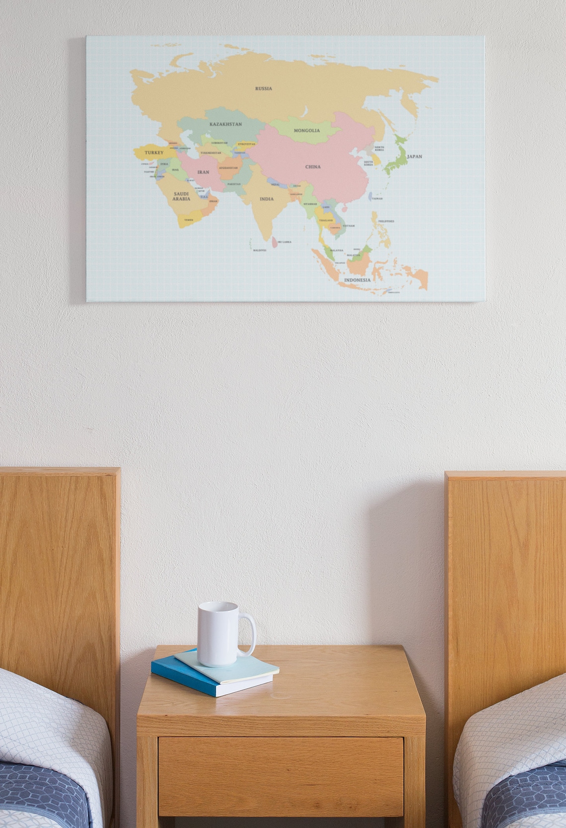 Digital Asia Map Full Color With States Printable Poster Large Size and ...