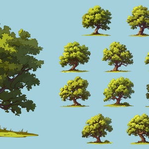 Trees Illustration Hand Paint Clipart. Colorful Tree PNG No Background ...