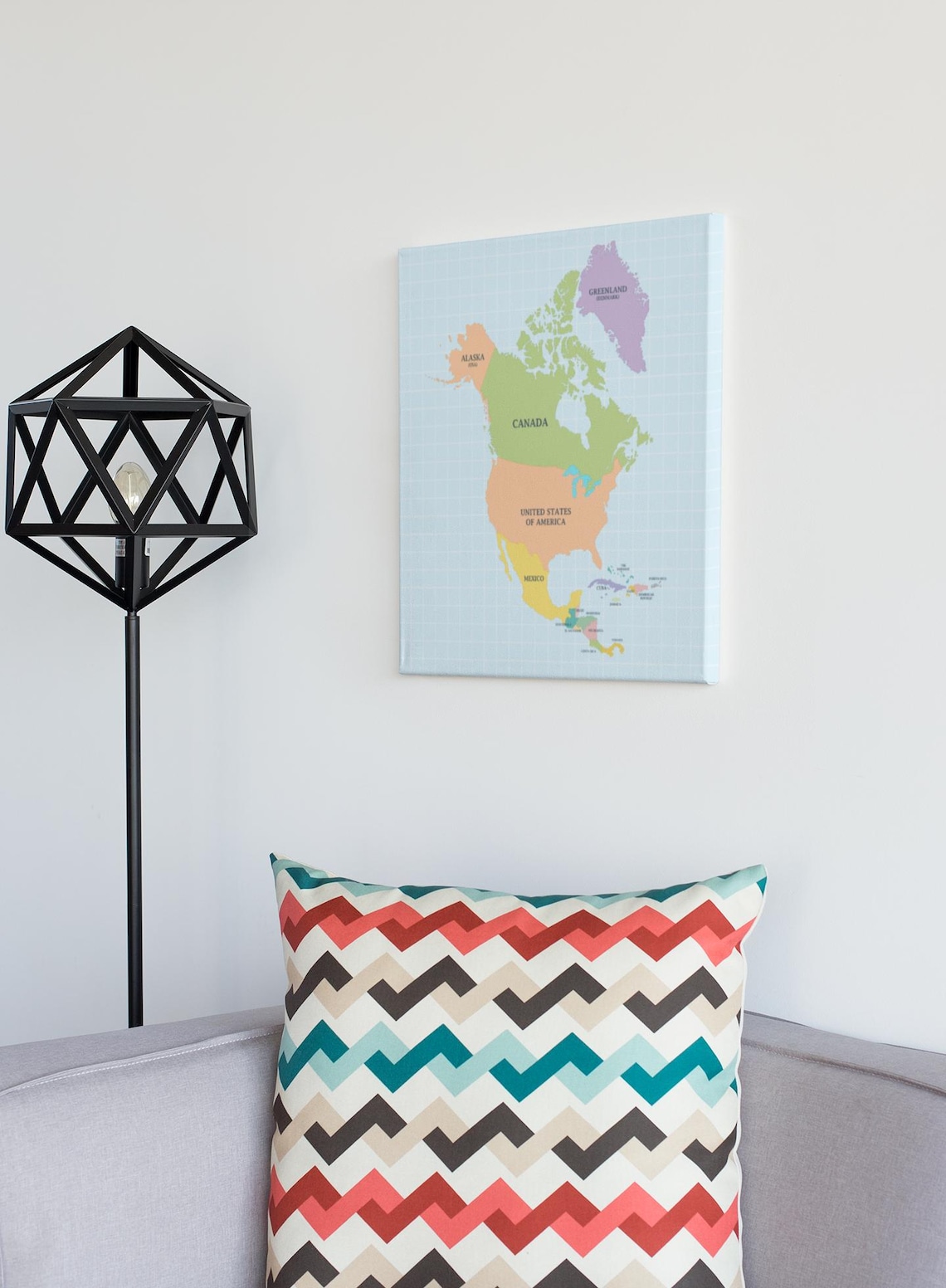 Digital North America Map Full Color With States Printable Poster Large ...