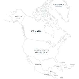 Digital North America Map Full Color With States Printable Poster Large ...