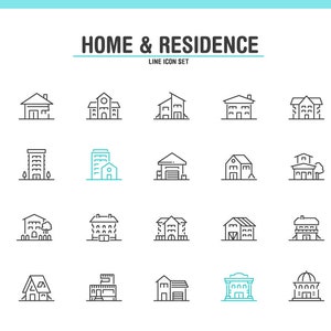 40 Home & Building Line Icons. Various File Formats Including Ai / Eps ...