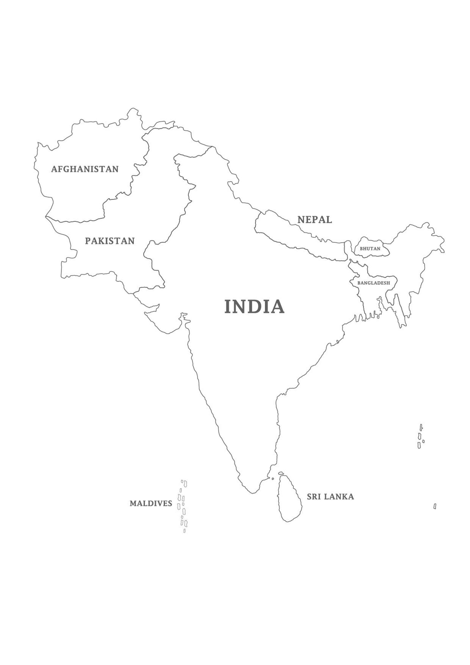 Digital South Asia Map Full Color Printable Poster Large Size and A4 ...