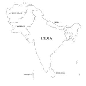 Digital South Asia Map Full Color Printable Poster Large Size and A4 ...