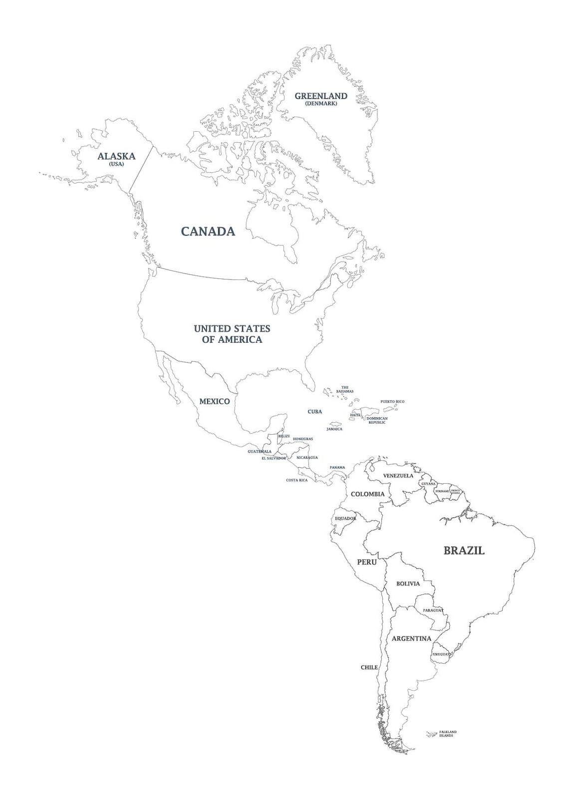 Digital North & South America Map Full Color With States Printable ...