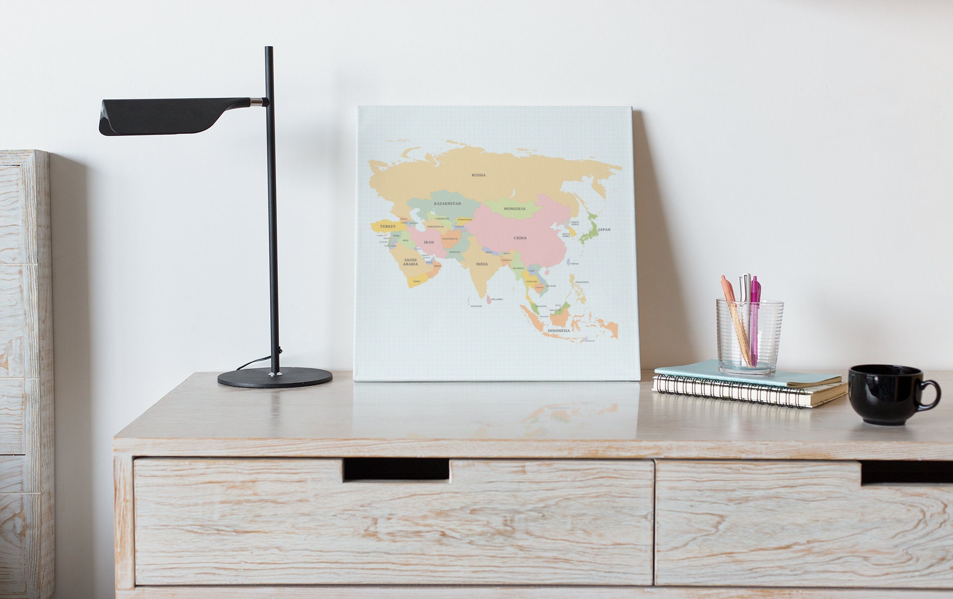 Digital Asia Map Full Color With States Printable Poster Large Size and ...