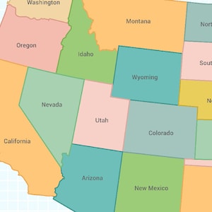 Digital USA Map Full Color With States Printable Poster Large Size and ...