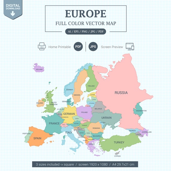 Color Country Map Europe