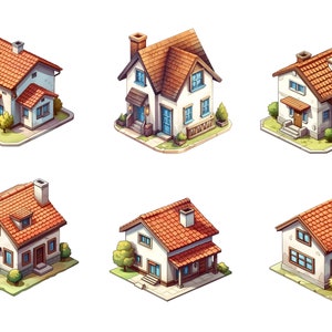 36 Isometric Cartoon House Building Clipart. Colorful Buildings PNG No ...