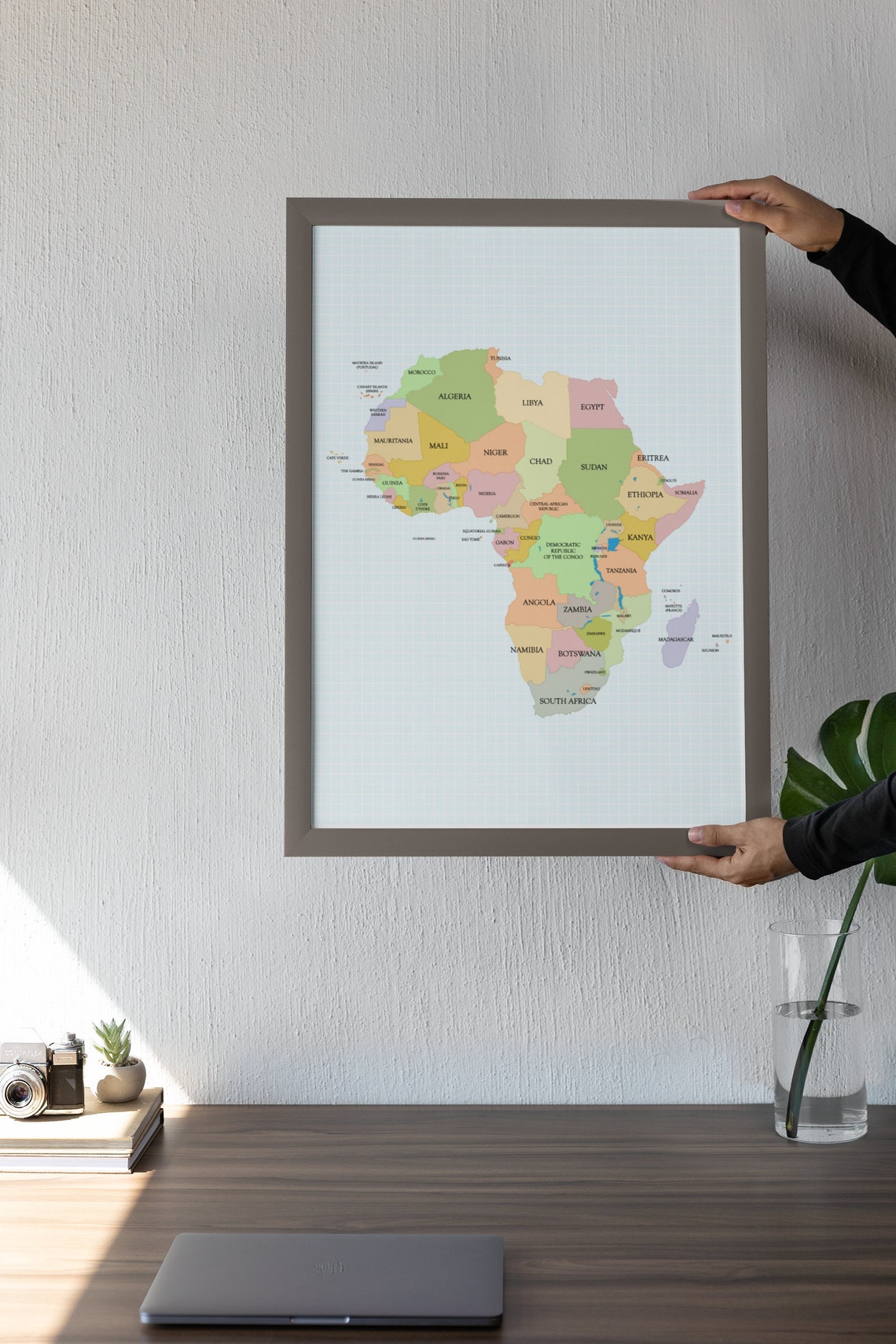 Digital Africa Map Full Color With States Printable Poster Large Size ...