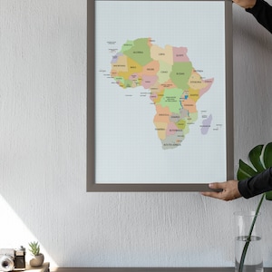 Digital Africa Map Full Color With States Printable Poster Large Size ...