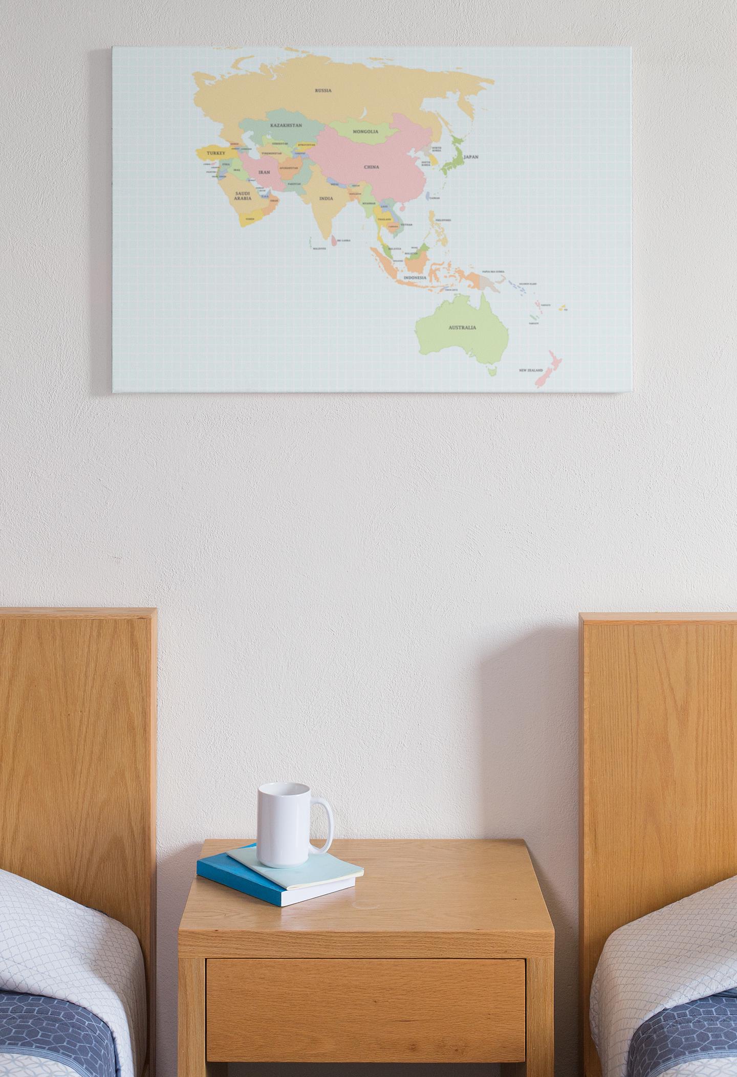 Digital Asia & Oceania Map Full Color With States Printable Poster ...