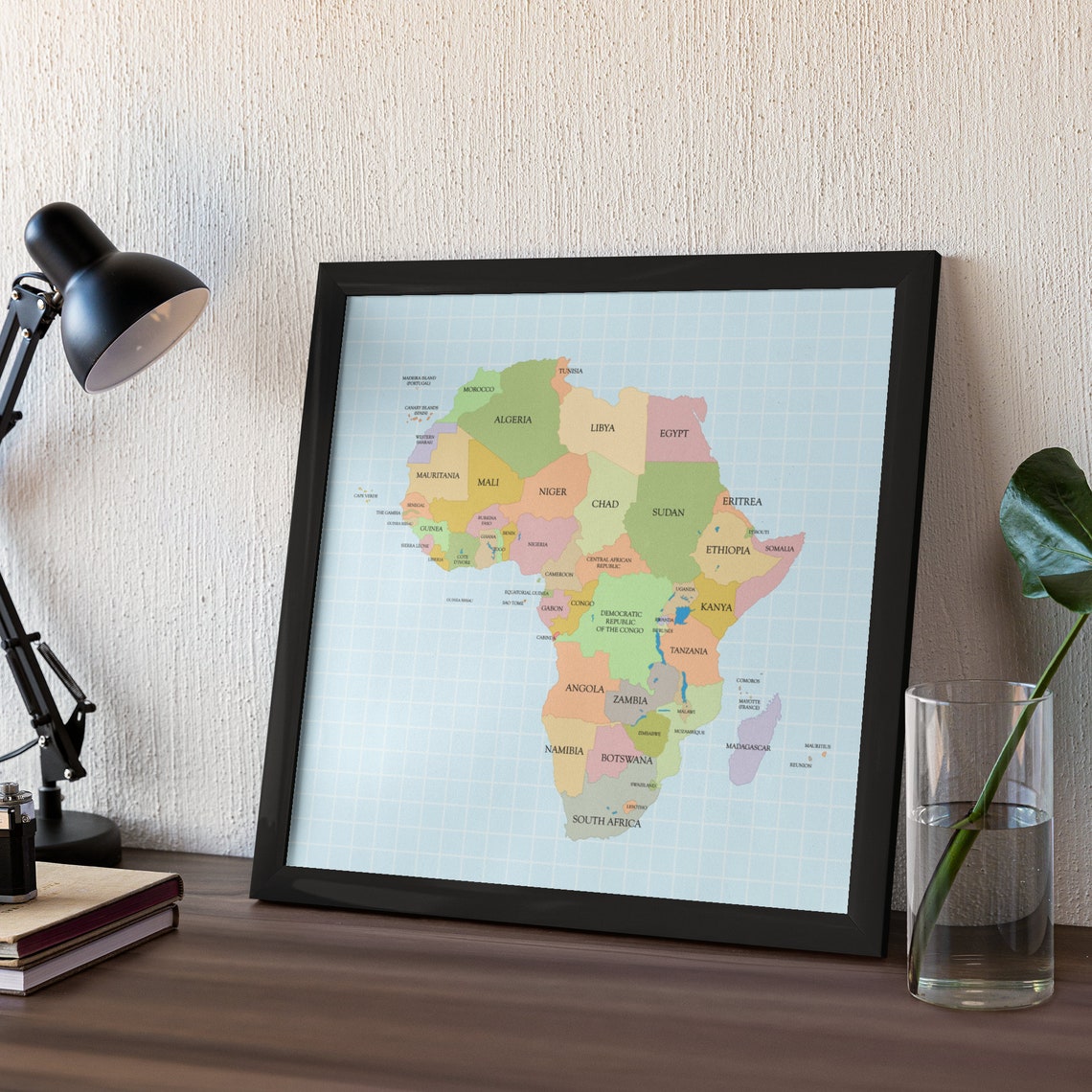 Digital Africa Map Full Color With States Printable Poster Large Size ...