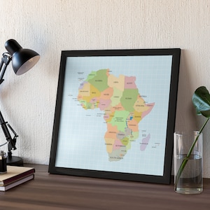 Digital Africa Map Full Color With States Printable Poster Large Size ...