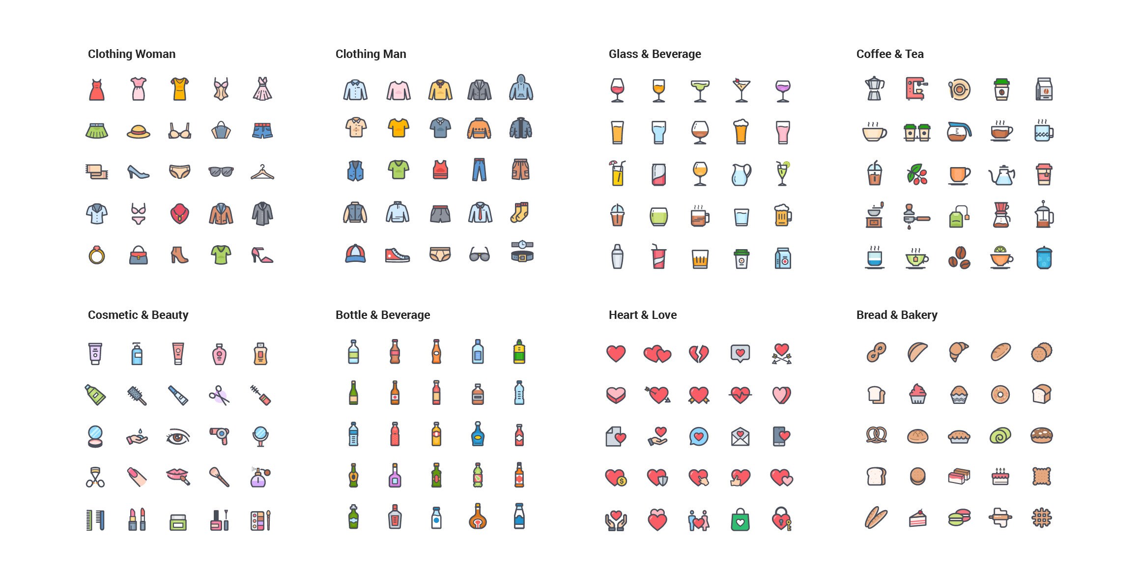 1500 SVG Line With Color Icons Pack. Universal Icon Bundle. Unique and ...