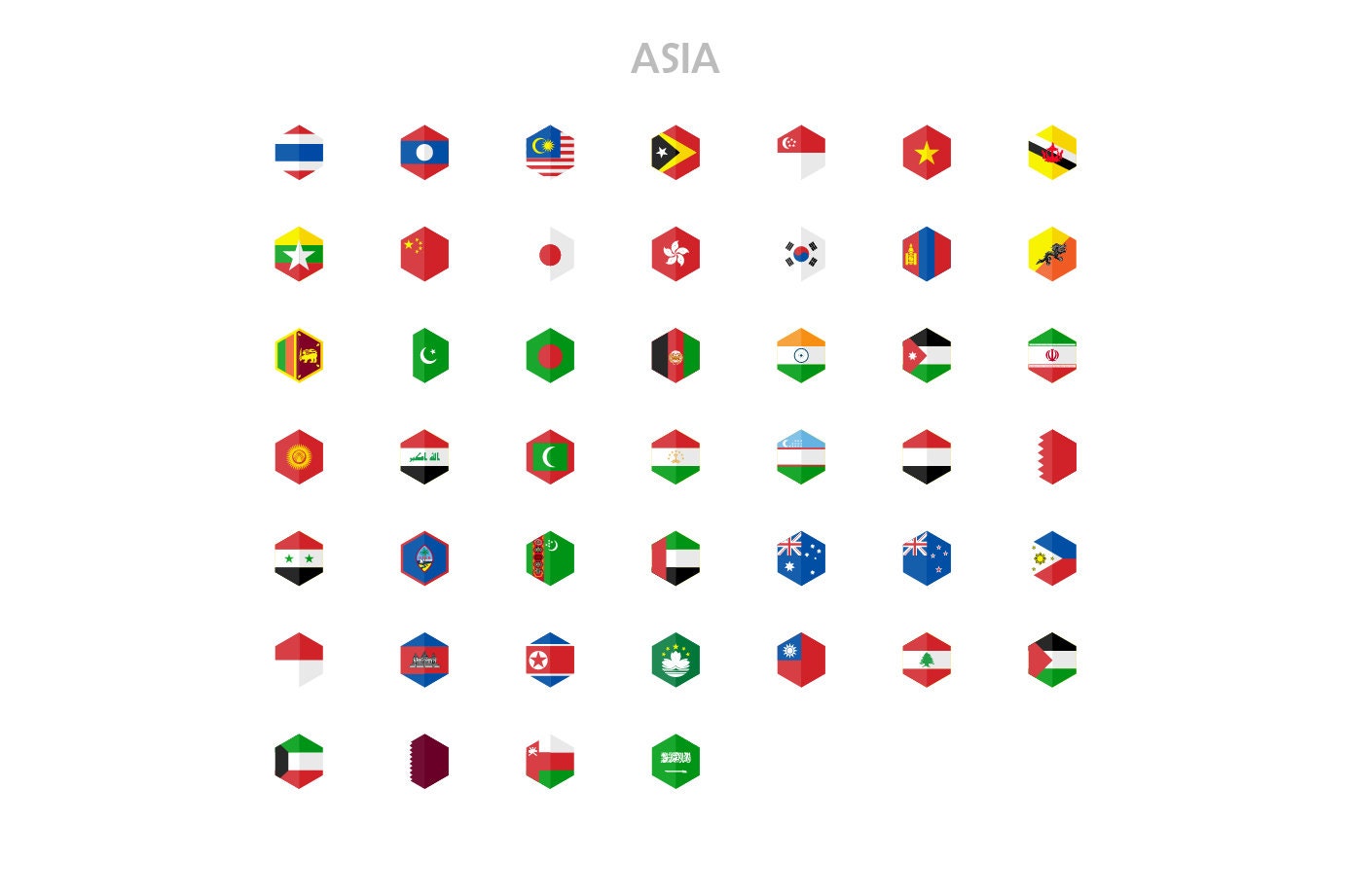 192 Flag of the World Icons Hexagon Design. Flat Design World Flags. AI ...