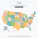 Digital USA Map Full Color With States Printable Poster Large Size and ...