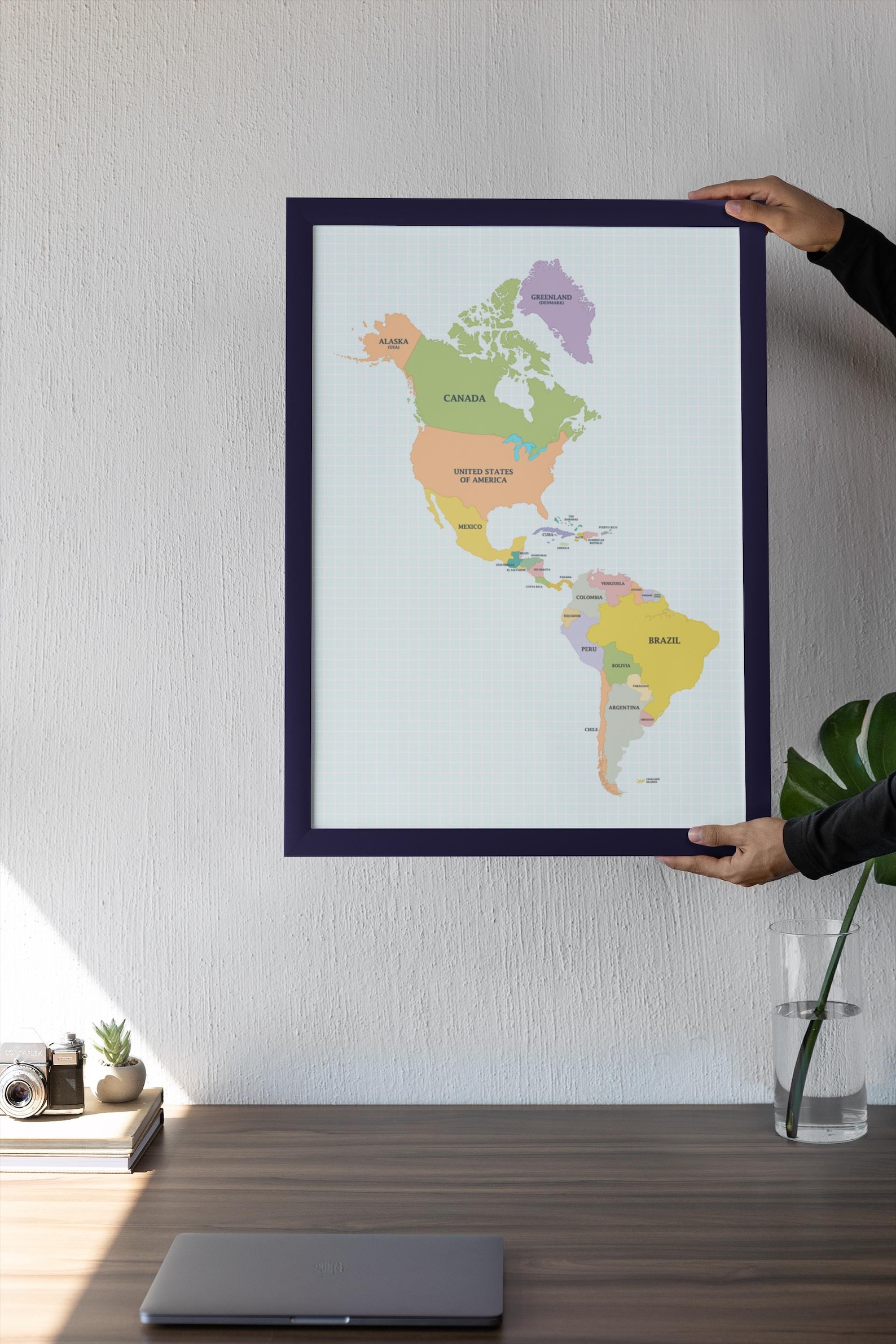 Digital North & South America Map Full Color With States Printable ...