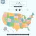 Digital USA Map Full Color With States Printable Poster Large Size and ...