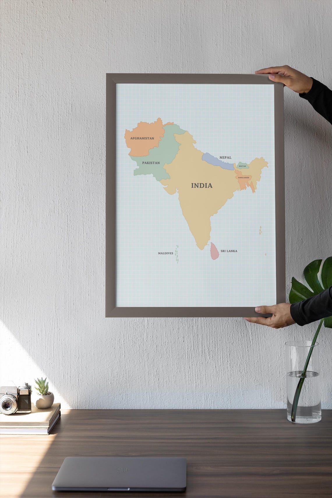 Digital South Asia Map Full Color Printable Poster Large Size and A4 ...