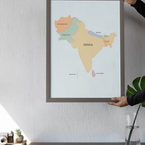 Digital South Asia Map Full Color Printable Poster Large Size and A4 ...
