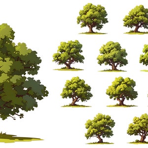 Trees Illustration Hand Paint Clipart. Colorful Tree PNG No Background ...