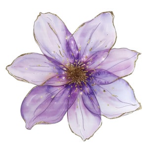 X20 PNG Purple Gold Flower Clipart Abstract Flowers Printable ...