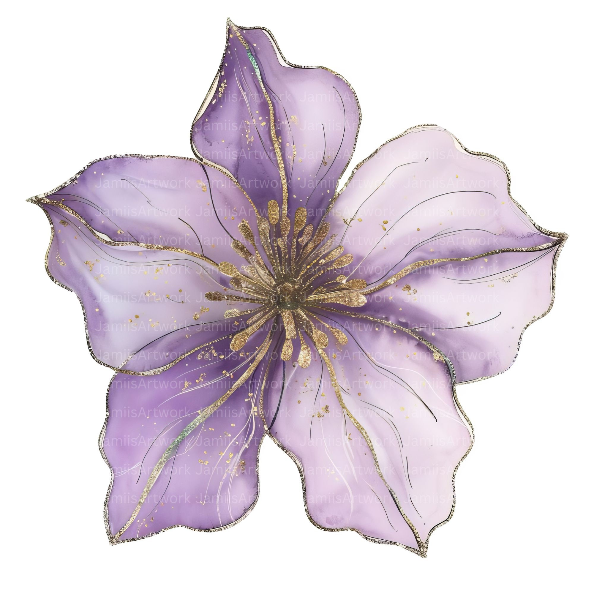 X20 PNG Purple Gold Flower Clipart Abstract Flowers Printable ...