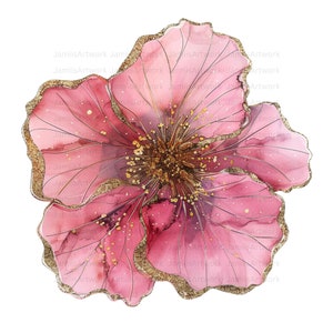 X14 PNG | Pink Gold Flower Clipart | Abstract Flowers | Printable ...