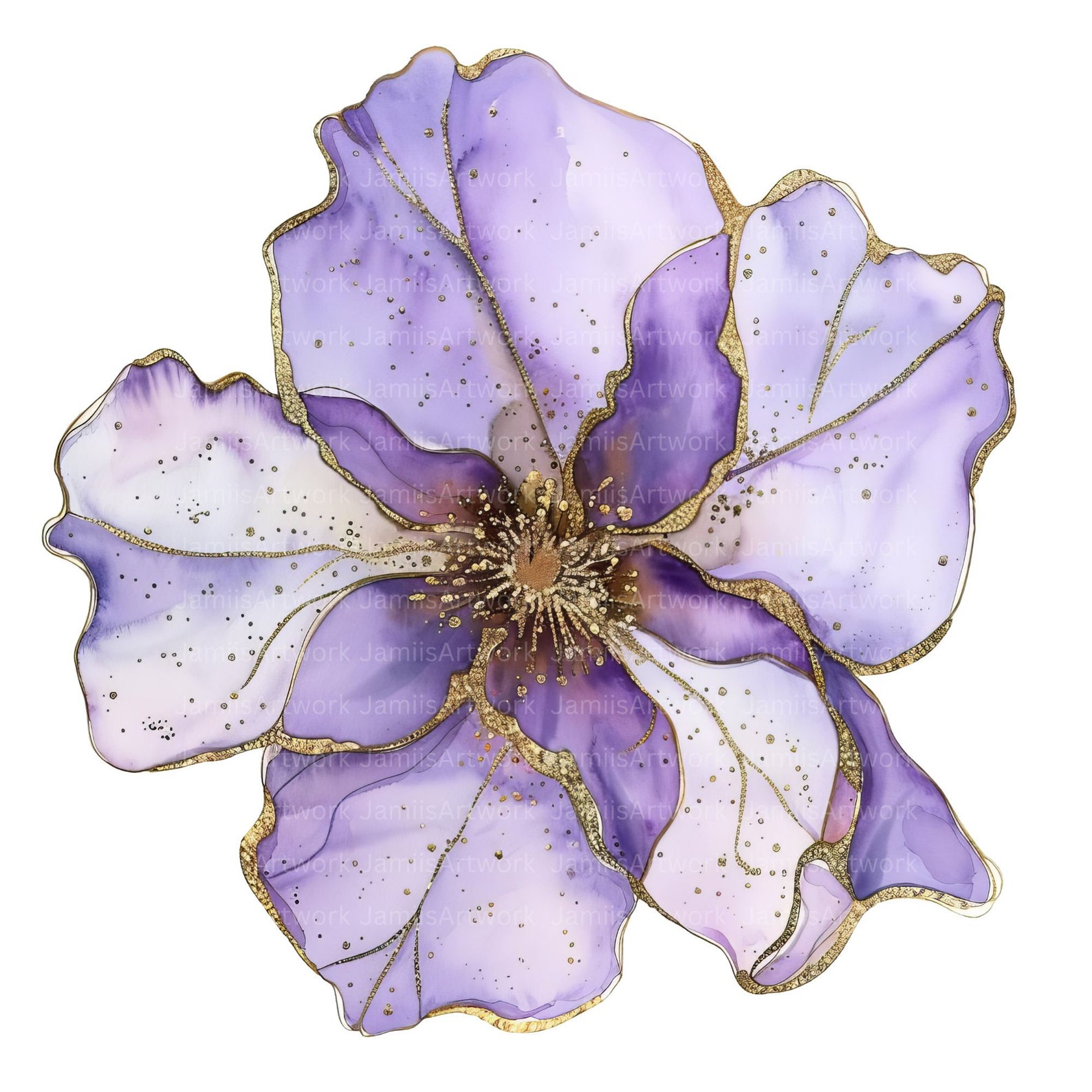 X20 PNG Purple Gold Flower Clipart Abstract Flowers Printable ...