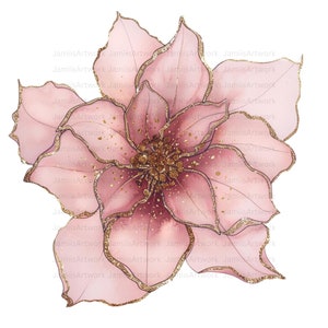 X14 PNG | Pink Gold Flower Clipart | Abstract Flowers | Printable ...