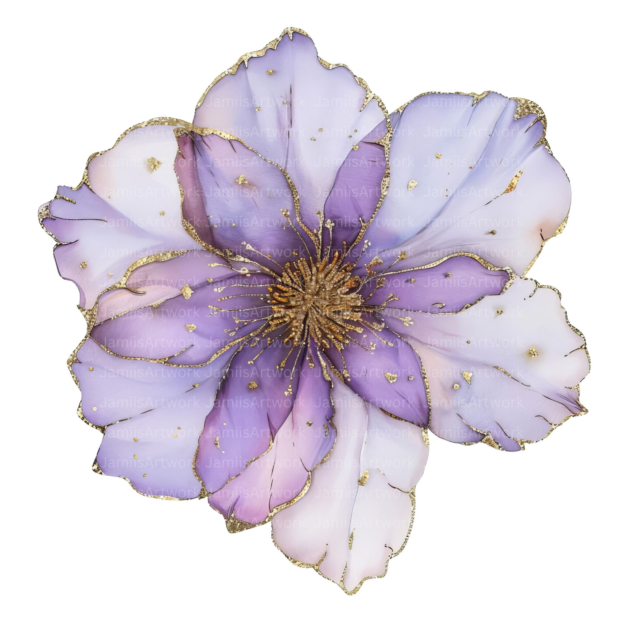 X20 PNG Purple Gold Flower Clipart Abstract Flowers Printable ...