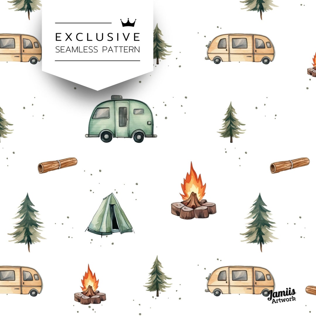 OUTDOOR CAMPING | Seamless Pattern | Vocation , Campfire , Repeat ...