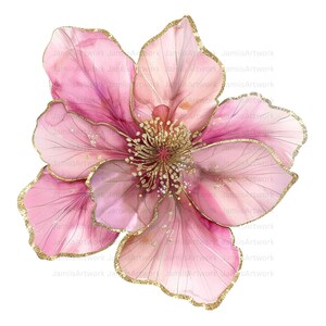 X14 PNG | Pink Gold Flower Clipart | Abstract Flowers | Printable ...