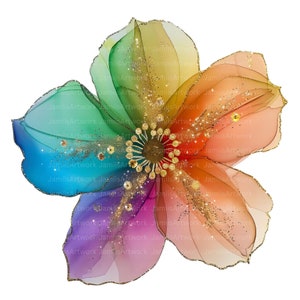 X19 PNG | Rainbow Gold Flower Clipart | Abstract Flowers | Printable ...