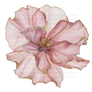 X14 PNG | Pink Gold Flower Clipart | Abstract Flowers | Printable ...