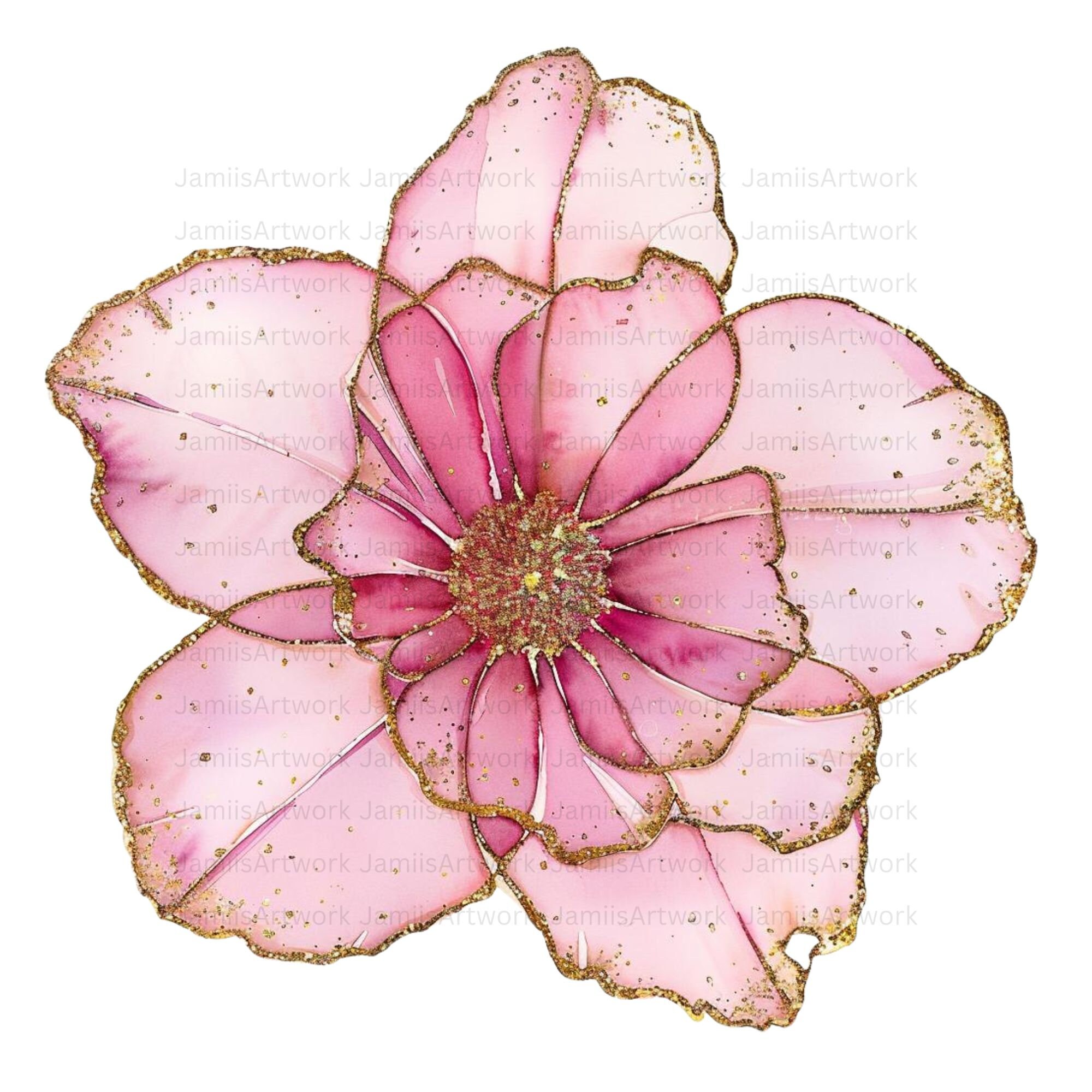 X14 PNG | Pink Gold Flower Clipart | Abstract Flowers | Printable ...