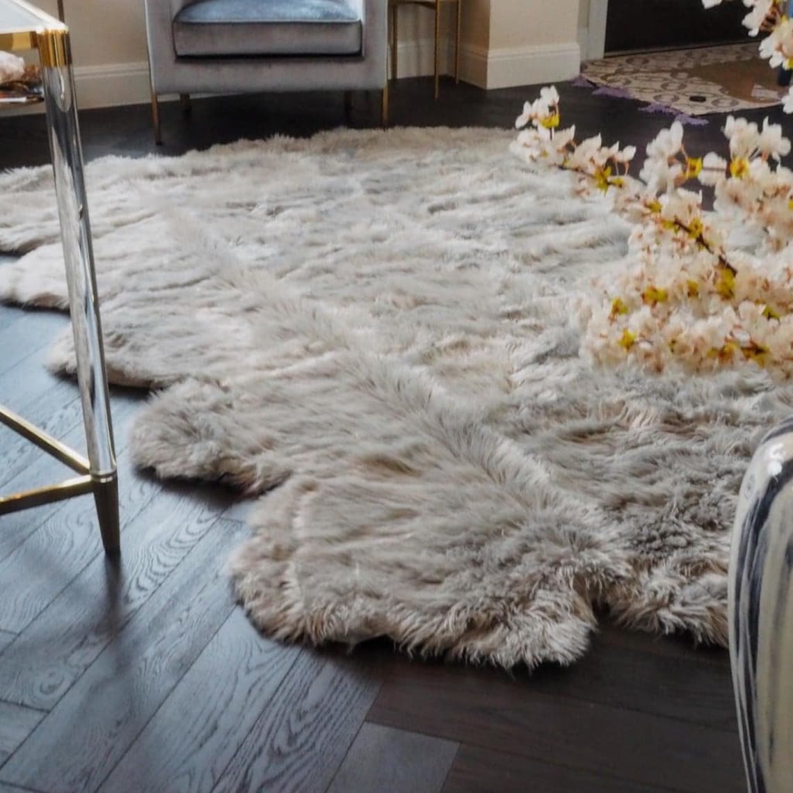 Thick Fluffy Washable Artificial Wool Faux Fur Rug for Living Room ...