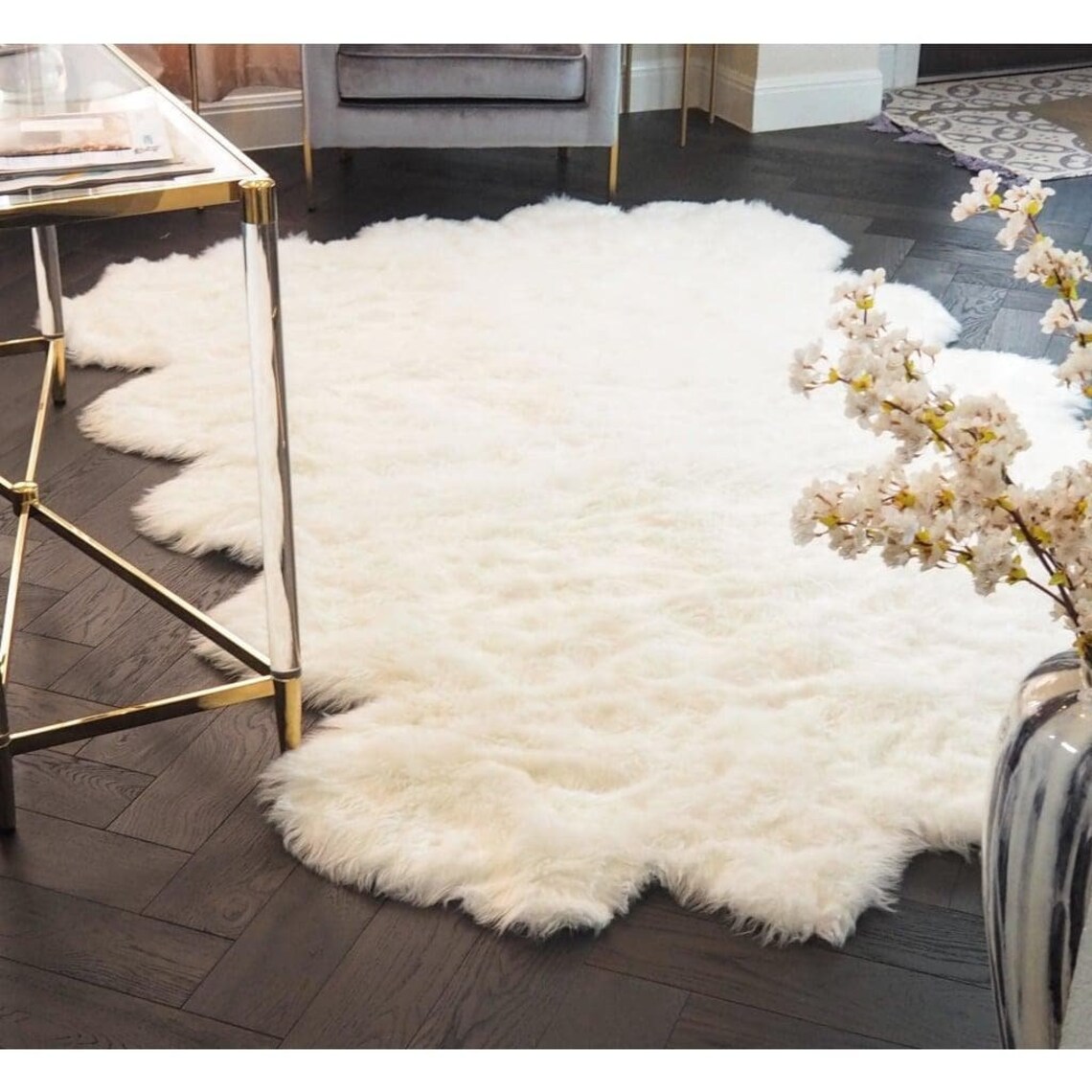 Thick Fluffy Washable Artificial Wool Faux Fur Rug for Living Room ...