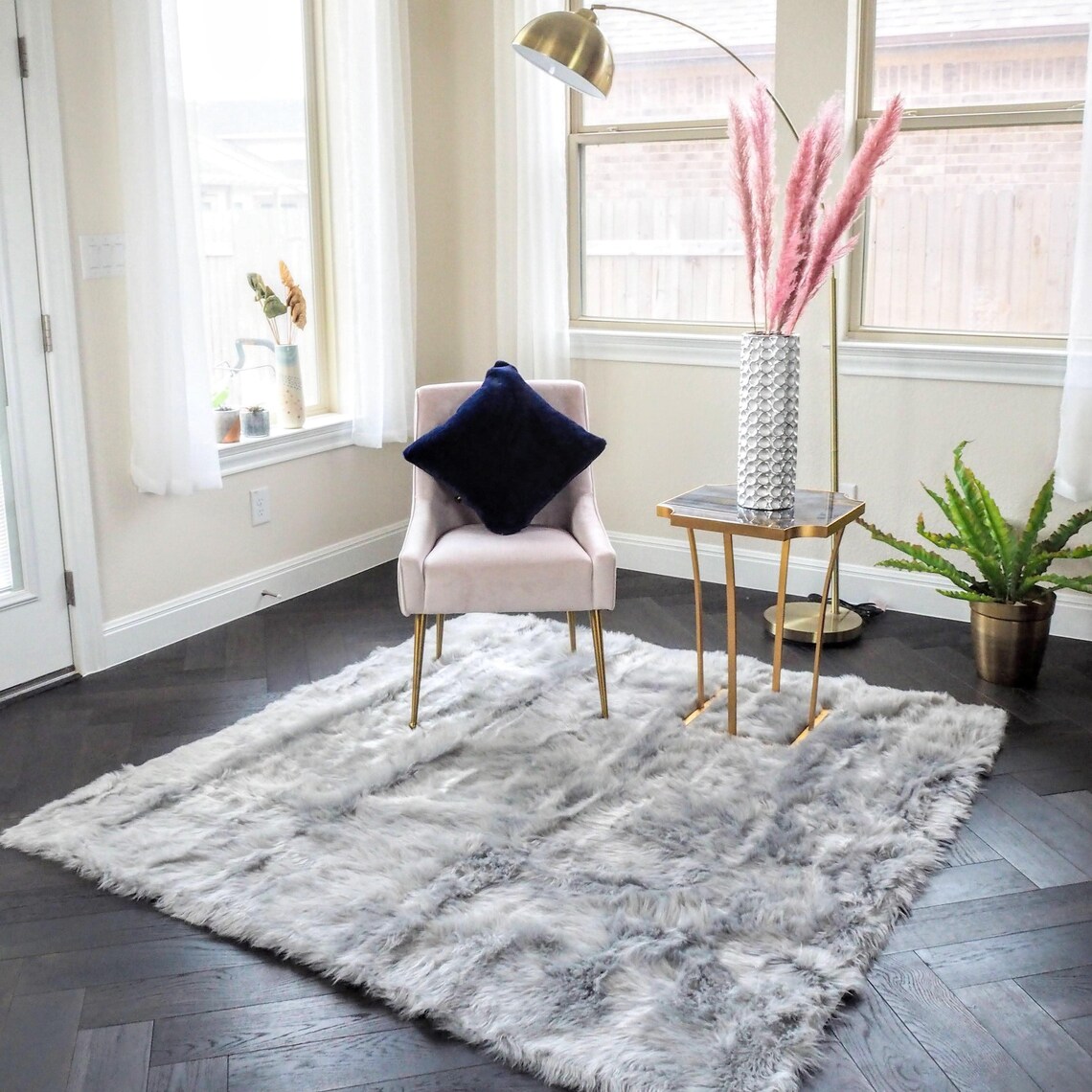 Washable Rug Artificial Wool Faux Sheepskin Faux Fur Rug for Living ...