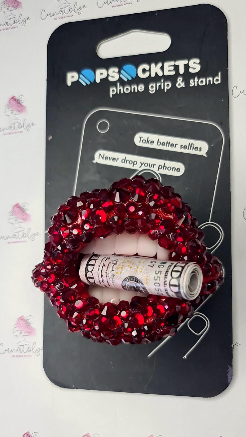 Custom Handmade Lip Phone Grip: Magsafe Popsockets Badge Reel Options ...
