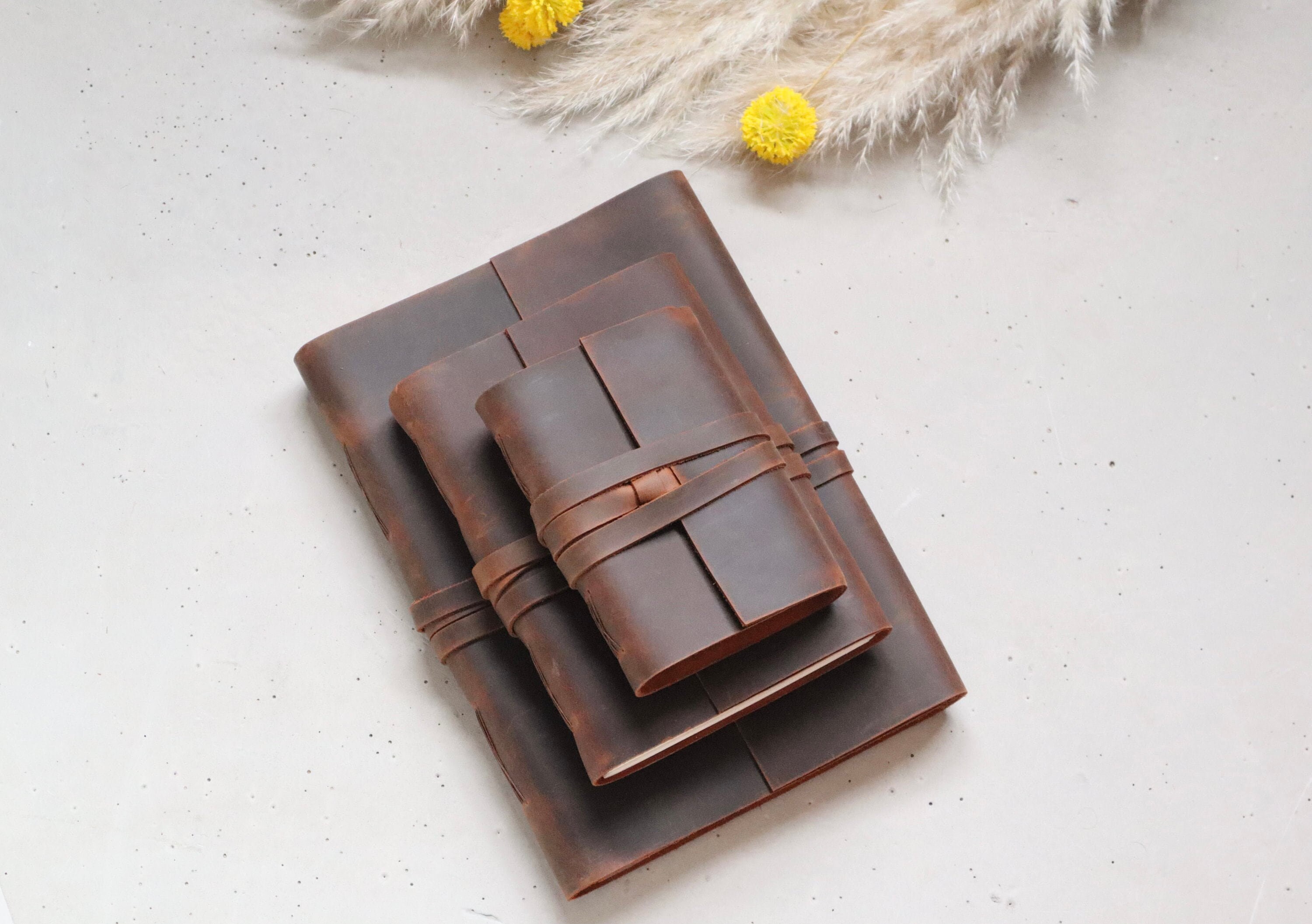 Handmade Personalised Leather Journal, Vintage Leather Notebook, Travel ...