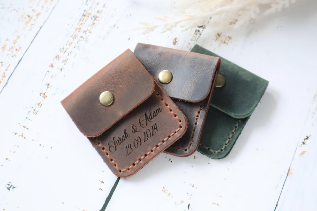 Personalised Leather Ring Pouch, Handmade Leather Ring Holder, Travel ...