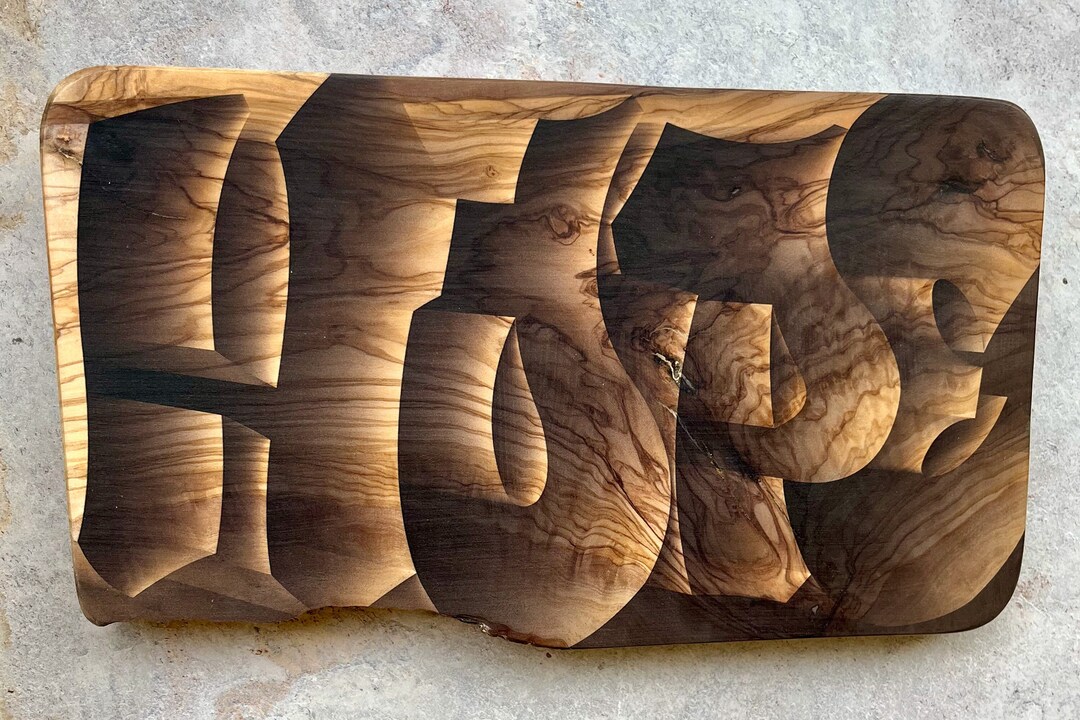 Unique Graffiti 'hope' Art on Olive Wood 3D Rustic - Etsy