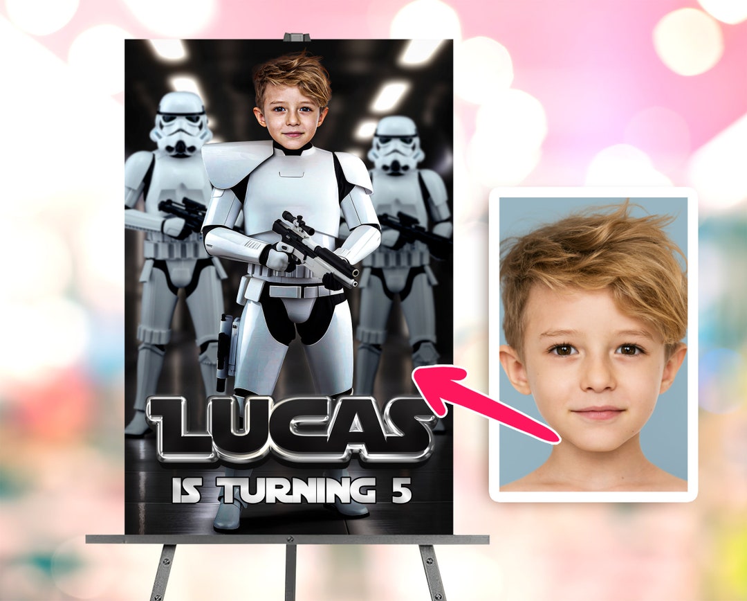 Star Wars Personalized With Photo Birthday Welcome Sign - Stormtrooper ...