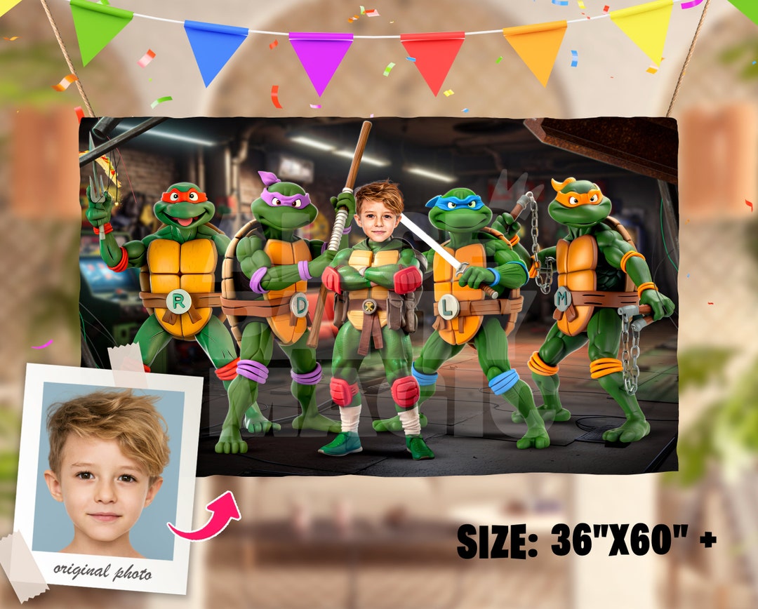 Turtle Personalized With Photo Custom Banner Birthday Turtle Banner - Etsy