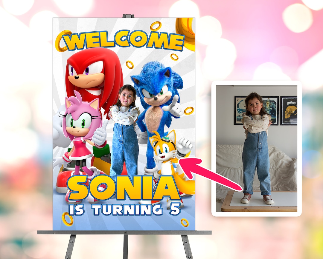 Sonic Personalized With Photo Birthday Welcome Sign - Sonic Birthday ...