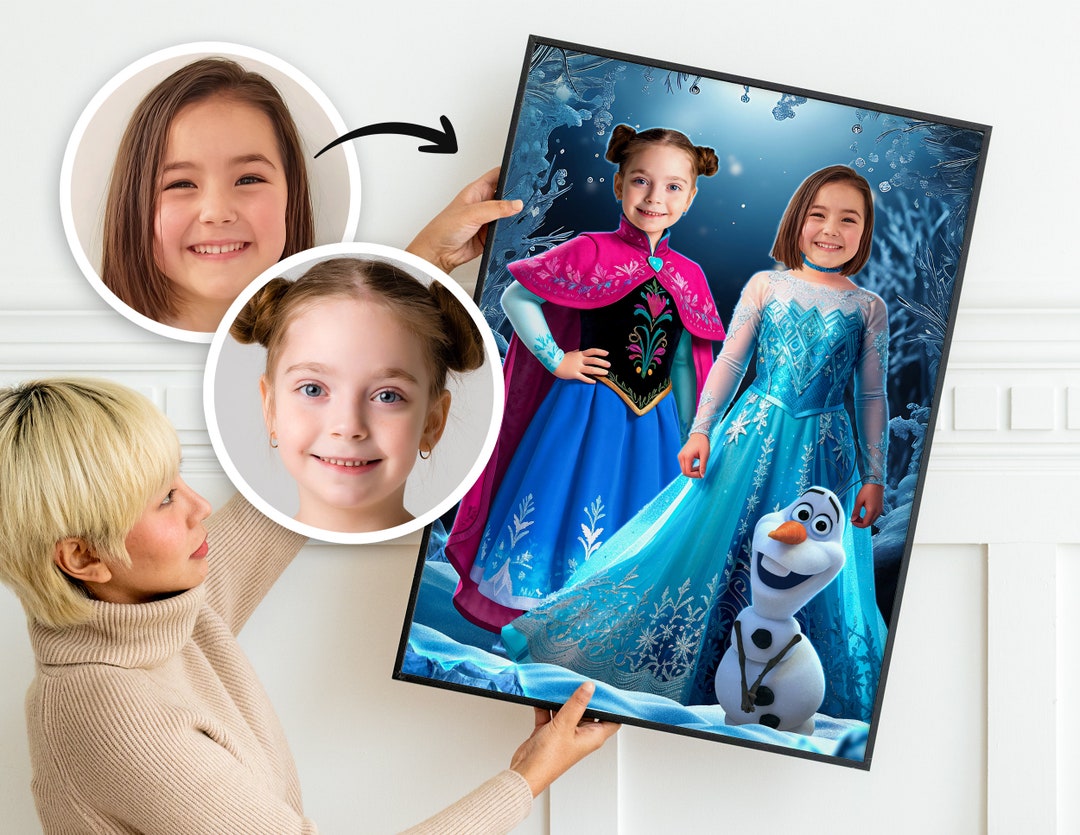 Twins Custom Frozen Portrait Frozen Personalized Portrait Print From ...