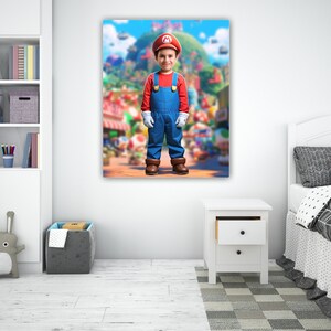 Custom Super Mario Portrait Mario Personalized Portrait Canvas Print ...